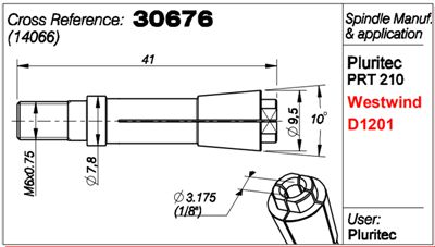 14066 / 30676 Collet for Westwind D1201 / Pluritec PRT210 Spindle